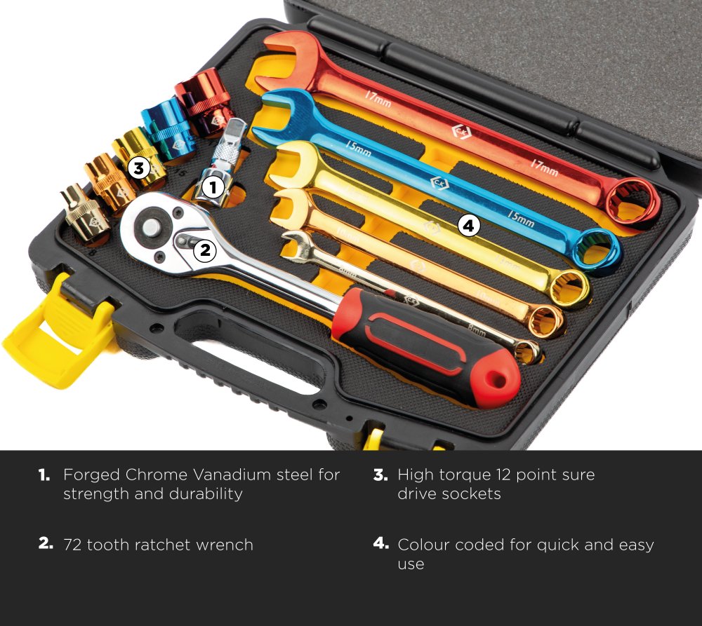 Coloured Socket & Spanner Set | CK Tools